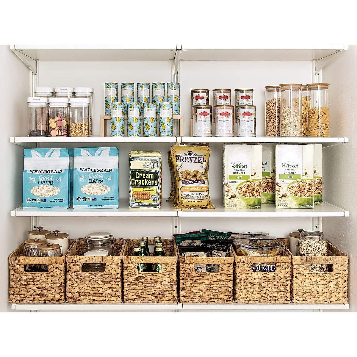 StorageWorks Jumbo Rectangular Wicker Basket, Storage Basket with Built-in Handles