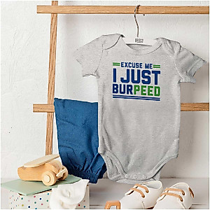 Brisco Brands Excuse Me I Just Burpeed Workout Baby Romper Boys or Girls Heather 6 Months