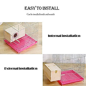 kathson Parrot Nest Breeding Box, Wood Bird Nest for Cage, Parakeet Nesting Box with Perches Pet House Natural Coconut Fiber Bird Toys for Parakeet Cockatoo Budgie Cockatiel Lovebirds (Large)