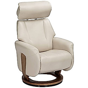 Benchmaster Augusta Taupe Faux Leather Swivel Recliner Chair Modern Armchair Comfortable Manual Reclining Footrest Adjustable Upholstered for Bedroom Living Room Reading Home Relax Office