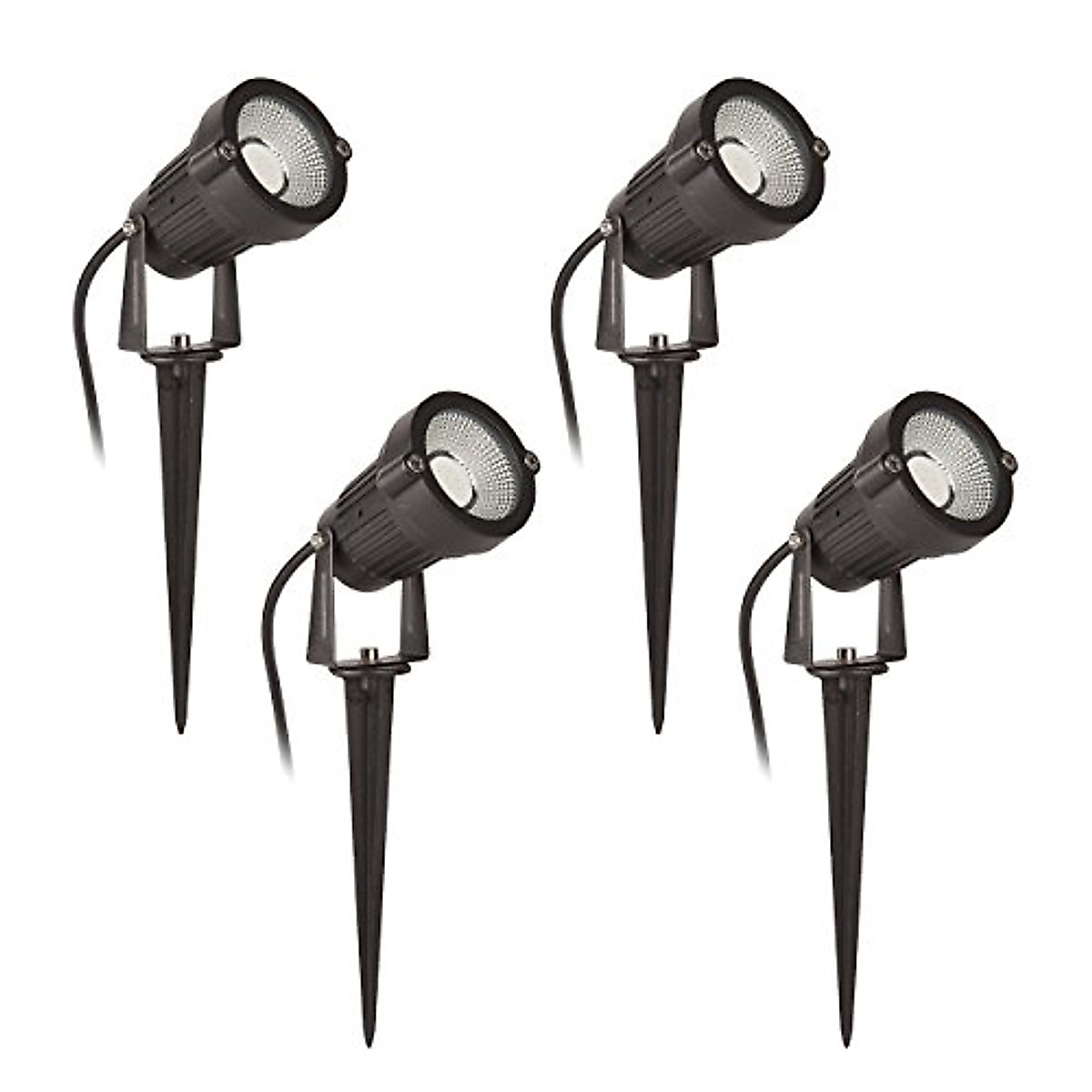 Tento Lighting 60cm Extended Wires Low Voltage Outdoor Backyard Lawn Spotlight Landscape Garden Wall Lighting COB LED Lights, Cool White, 12v 5w (500lm) (4/Pack)