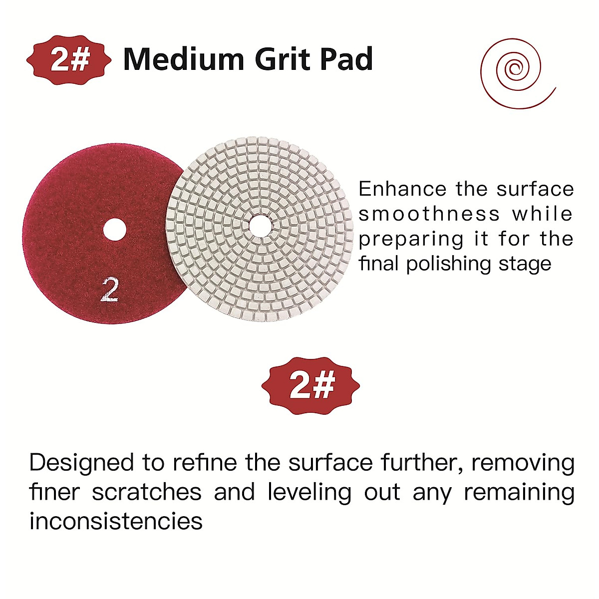 ComeFloor 4 Inch Wet/Dry 3 Step Diamond Polishing Pads for Granite Marble Concrete Hook and Loop Stone Polishing Pads Step-2 Bundle（3 PCS）