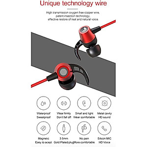 Raxinbang Headset Sports HiFi Sound in-Ear 3.5mm Wired Earphones Headphones Phone Headset for Running Gaming （Red/Silver Grey） (Color : Silver Grey)