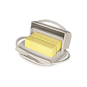 Butterie Flip-Top Butter Dish and Toaster Tongs Bundle (Ivory)