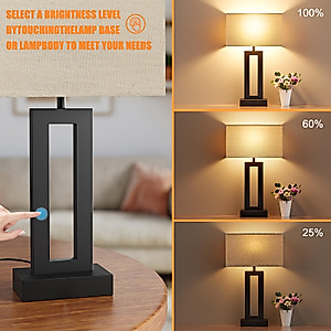 Seealle Bedroom Lamps for Night Stands - Touch Control, 3 Way Dimmable, USB C+A Charging, LED Bulbs, Easy Assembly