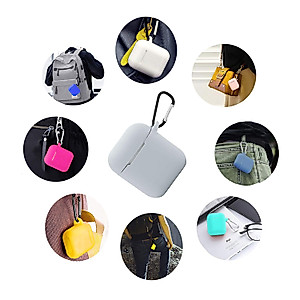 Earphone Silicone Case Cover Skin with Fur Ball Key Chain and Locking Carabiner Compatible with AirPods Charing Case - Hang Case Cover with Anti-Lost Strap as Headphone Accessories (Gray)