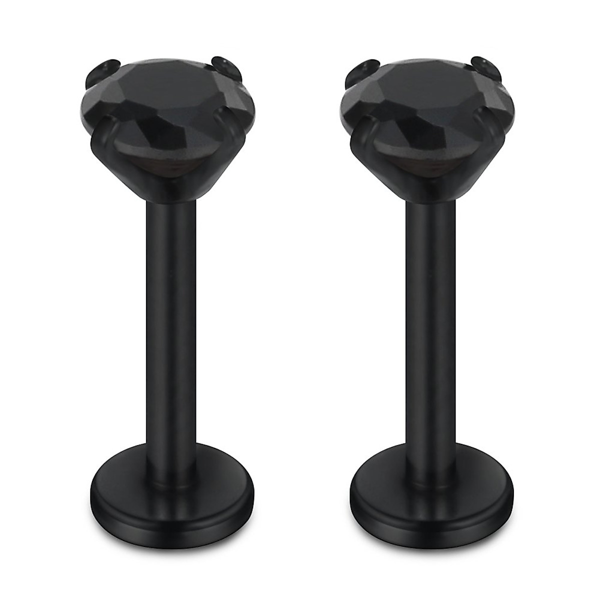 SCERRING 6PRS(12pcs) 16G 4mm Mix Color CZ Internally Threaded Labret Monroe Lip Ring Tragus Nail Helix Earring Stud Piercing Jewelry Bar Length 8mm