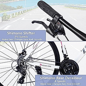 MAKELEN Road Bike for Men and Women Alloy Frame City Bicycle 700 c Wheel Set / 24 Speed/Disc Brake White&Grey