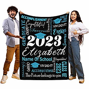 YFgohighhh Personalized Name Picture Blanket Graduation, Black for Christmas Family Mom Dad Sisters Dog Friends Besties Grandma Wife Valentines-30 x40