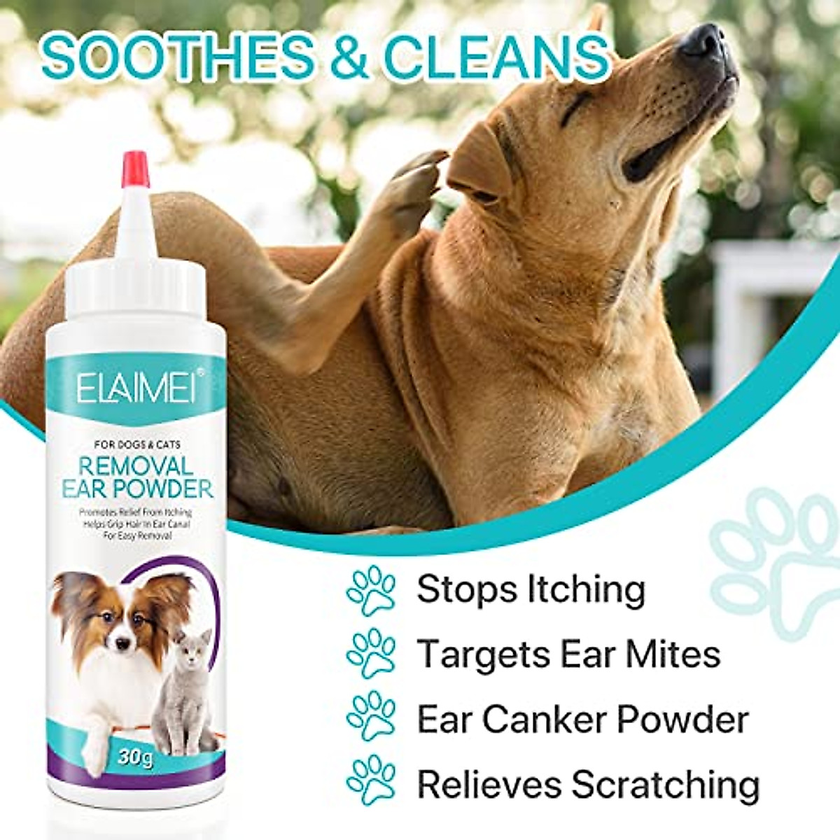 ZIXAOK Dog Removal Ear Hair Powder + Dog Ear Cleaner Liquid + Dog Ear Cleaner Wipes, Alcohol Free, Dog Ear Infection Treatment, Inflammation & Itchiness, Cleans & Deodorizes, Three-Piece Set