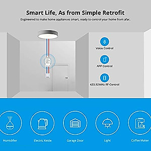 SONOFF Basic R2 10A Smart WiFi Wireless Light Switch, Universal DIY Module for Smart Home Automation Solution, Works with Amazon Alexa & Google Home Assistant, Works with IFTTT, No Hub Required
