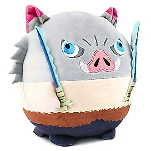 ZIFUNMUR Anime Plush Doll Toy Tanjirou Nezuko Stuffed Plushie Figures Keychain Decoration Kids Gifts Halloween Cosplay Props (Hashibira Inosuke, 10cm /3.94inch)