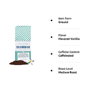 Cold Brew Organic Coarse Ground Flavored Coffee, Vanilla Flavor, Dark Roast, Colombian Supremo, Coarse Grind for Cold Brew Coffee & French Press,1 LB