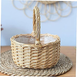 ABOOFAN 3pcs for Vintage Multi-Function Holder Plastic Home Egg Rattan Candy Gift Wedding Braided Storage Willow Baskets Hunting Eggs Basket Picking Party Household Flower Handmade Style