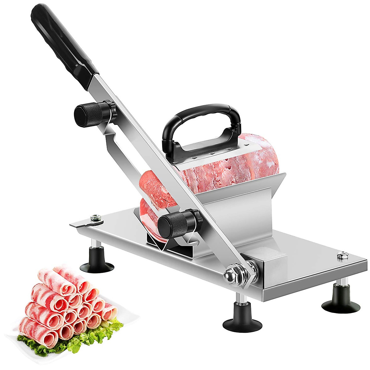aingycy Frozen Meat Slicer Hand Slicing Machine Stainless Steel Frozen Beef Mutton Bacon Meat Cutter Vegetable Fruit Meat Cleaver for Home Kitchen and Commercial Use