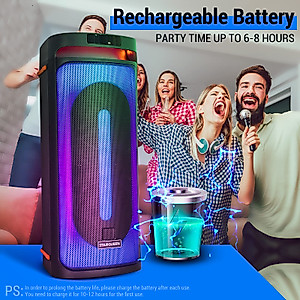 Portable Karaoke Speaker Karaoke Machine System 200 Watt Peak Power Bluetooth for Adults Kids PA Stereo with Dual 6.5" Woofer, DJ Lights, 2 Wireless Mics, LCD Screen, Recording/MP3/USB/TF