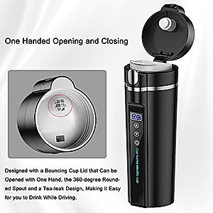 TOTMOX Car Heating Cup, Intelligent Temperature Control LCD Digital Display 450ml/15oz, Insulated Travel Coffee Mug Double Wall Vacuum Insulated Tumbler for Coffee, Tea & Drinks