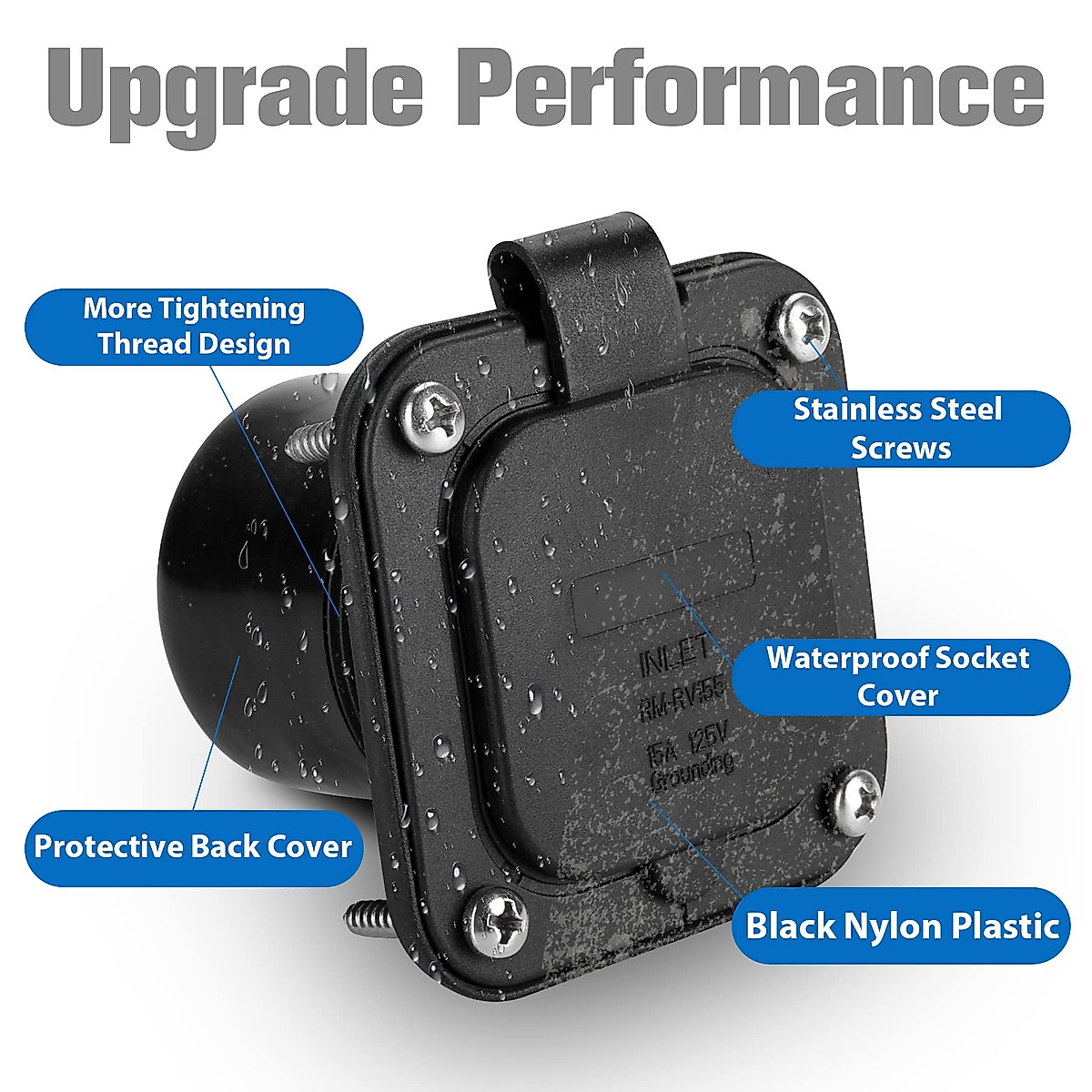 BEBOBLY 30 Amp Generator Inlet Box with 15 Amp 125V Shore Power Inlet