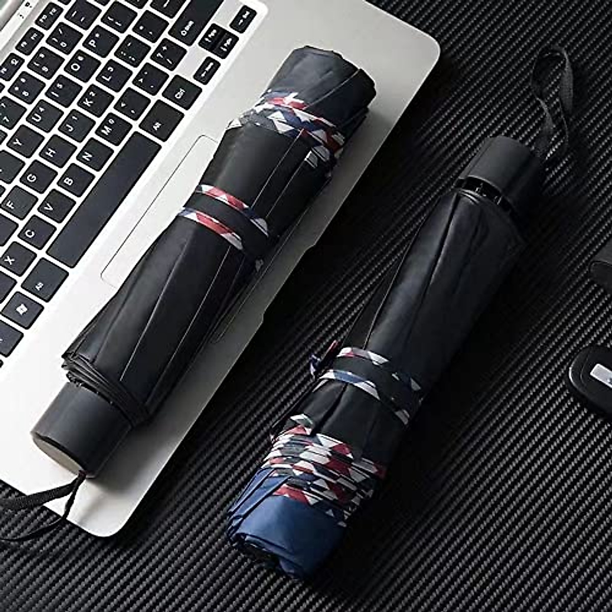 Travel umbrella, weatherproof folding umbrella, windproof tri-fold compact lightweight sun umbrella, men and women business umbrella, sun protection and UV protection portable backpack eight-bone umbrella (A-black)