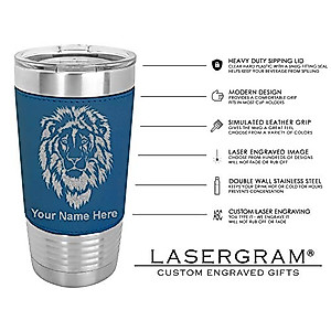 LaserGram 20oz Vacuum Insulated Tumbler Mug, Swallowtail Butterfly, Personalized Engraving Included (Faux Leather, Blue)