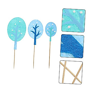 ifundom 24pcs Felt Tree Christmas Tree cheesecake christmas ornaments christmas decor holiday cupcake topper cute cupcake topper christmas tree cake toppers Christmas Party Decor fruit