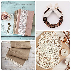 40 Yards Cotton Lace Trim Vintage Lace Ribbon Crochet Cotton Lace Scalloped Edge for Bridal Wedding Decoration Christmas Package DIY Sewing Craft Supply, 5 Yards Each, 8 Styles (Beige)