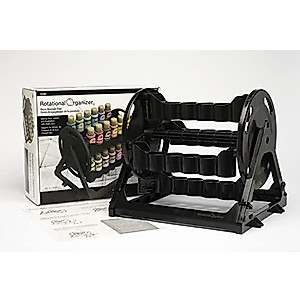 Plaid Rotational Organizer Storage Container That Stores 24 Standard 2 fl oz Bottles of Acrylic Paint for DIY Arts and Crafts, 31100, Black