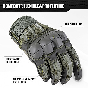 WTACTFUL Touch Screen Motorcycle Tactical Gloves for Men Airsoft Paintball Gear MTB Bike Cycling Cross-Country Motorbike ATV Hunting Hiking Riding Driving Work Outdoor Full Finger Gloves S Green