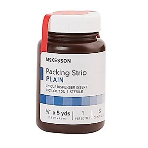 McKesson Packing Strip, Sterile, Plain, 100% Cotton, 1/4 in x 5 yds, 12 Count