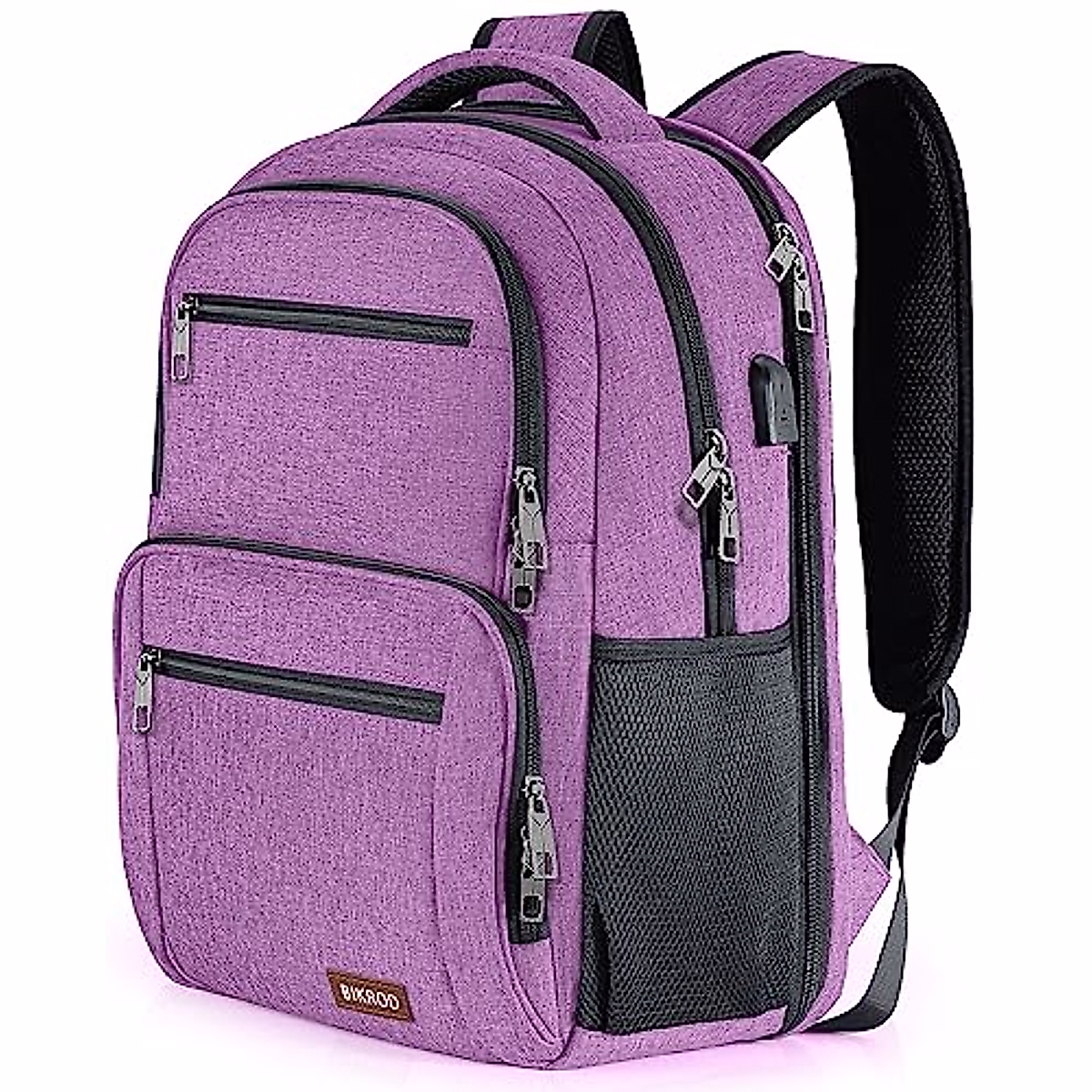 BIKROD Travel Laptop Backpack, School Backpacks for Teen Boys Water Resistant Back Pack with USB Charging Port, Business Anti Theft Durable Computer Bag Gifts Fits 15.6 Inch Laptop-Purple
