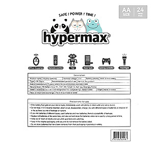 CLEANWRAP Hypermax Cute Character Long-Lasting All-Purpose High-Performance Alkaline AA Batteries (1.5V - 24 Pack) | AA Battery, Double A Batteries, AA Batteries 24 Pack, Batteries AA Size