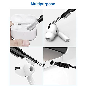 [8 in 1] Cleaner Kit for Airpod,Supfine Airpods Pro Cleaning Pen with Brush,Multi-Function Cleaner Kit for Earbuds,Earphone,iPod,Keyboard,iPhone,ipad,Laptop(Black)