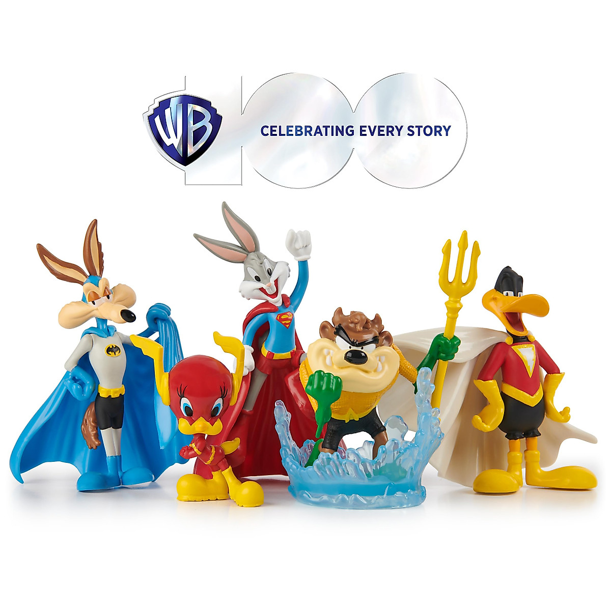 DC Comics, Looney Tunes Mash-Up Pack, Limited Edition WB 100 Yrs Anniversary, 5 Looney Tunes x DC Figures, 4-Inch Superhero Kids Toys for Boys & Girls