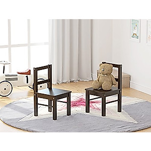 UTEX Child's Wooden Chair Pair for Play or Activity, Set of 2, Espresso …