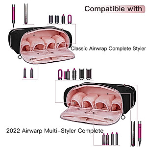 Leudes Travel Case for Dyson Air wrap Holder Hair Styler Organizer for Airwrap Attachments Portable Storage Bag with Hanging Hook (Bag Only) Black