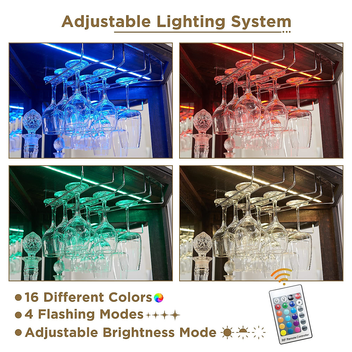 OKD Corner Bar Storage Cabinet, 72" Tall Farmhouse Wine Bar Cabinet w/Barn Door & Adjustable Shelf, Home Bar Cabinet w/LED Light & Glass Rack for Dining Room, Living Room, Kitchen, Dark Rustic Oak