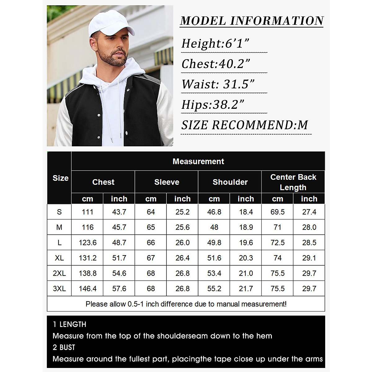 COOFANDY Mens Letterman Jackets Unisex Baseball Bomber Jacket Wool Faux Leather Coats Outwear Green Fall Jacket