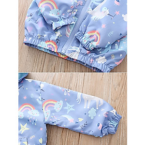 Little Girls Unicorn Cotton Hoodies Zipper Jackets Raincoat Fall Windbreaker for Kids Size 4 5 T