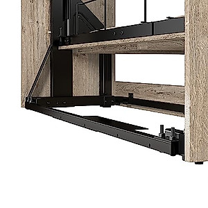 Bestar Cielo Full Murphy Bed with Nightstands and Floating Shelves (99W) in Rustic Brown and White, Sleeping Arrangement for Multipurpose Room