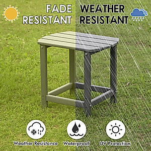 DAILYLIFE Outdoor Side Table, Adirondack Patio End Tables, Small Outdoor Coffee Table, HDPE Plastic End Table for Lawn, Garden, Beach, Pool, Balcony (Slate Gray, Single Layer)