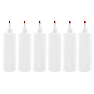 LAKESHORE TRADE Squeeze Bottles with Red Cap - Pack of 2, Leak Proof Refillable Condiment Container for Kitchen Use - 16 Ounce