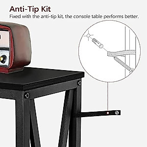 MAHANCRIS 55.1" Console Table with Power Outlet, Narrow Sofa Table, Farmhouse Sofa Couch Table with Charging Station, Sturdy and Durable, for Entryway, Living Room, Foyer, Black CTHB8301