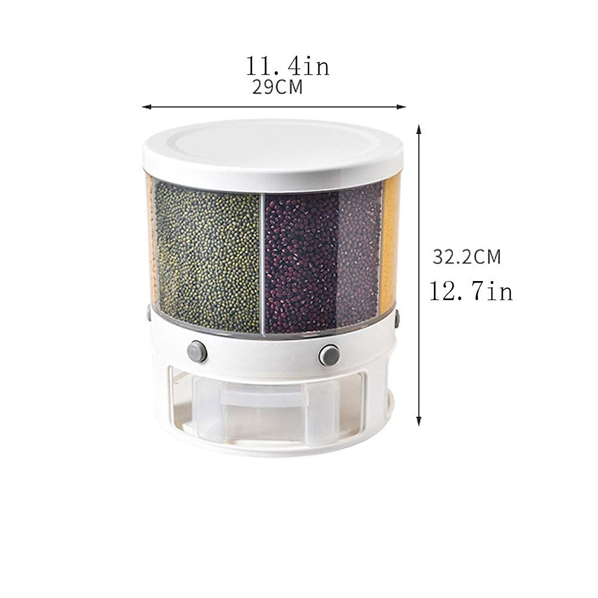 HJSQ Rice Dispenser 22LB Food Dispenser 6-Grid Rotating Rice Storage Container, Rice Bucket with Measuring Cup Dry Grain Food Storage box