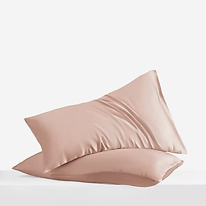 Linenwalas Eucalyptus Tencel Pillow Cases Set of 2, Standard Size Lyocell Silk Cooling Silk Pillowcases for Hair & Skin, Soft Breathable Pillow Case with Envelope Closure (Rose Gold,20x30 inches)
