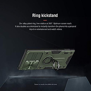 Samsung Galaxy Note 20 Ultra 5G Case with Ring Kickstand and Camera Lens Cover, CamShield Armor Shockproof PC & TPU Bumper Hybrid Protective Cover (Green,Note 20 Ultra/Note 20 Ultra 5G)