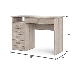 Tvilum 5 Drawers Desk, Truffle