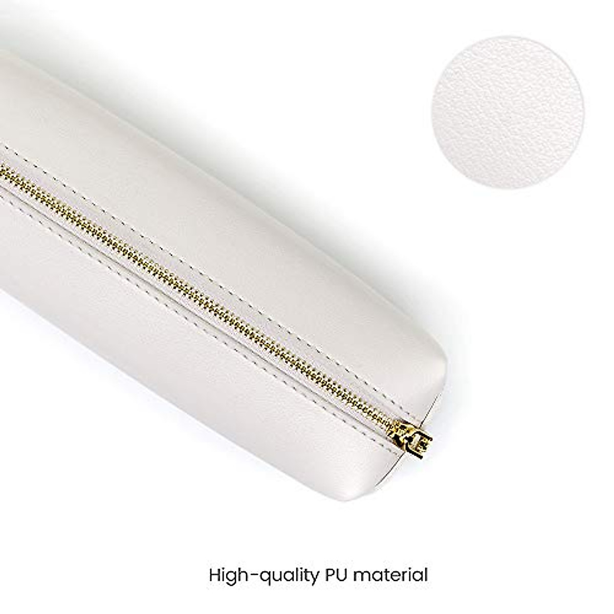 DOBMIT PU Pencil Pen Case Portable Stationery Bag Big Capacity Pencil Pouch Cosmetic Organizer Bag for Student Girl or Boy- Beige