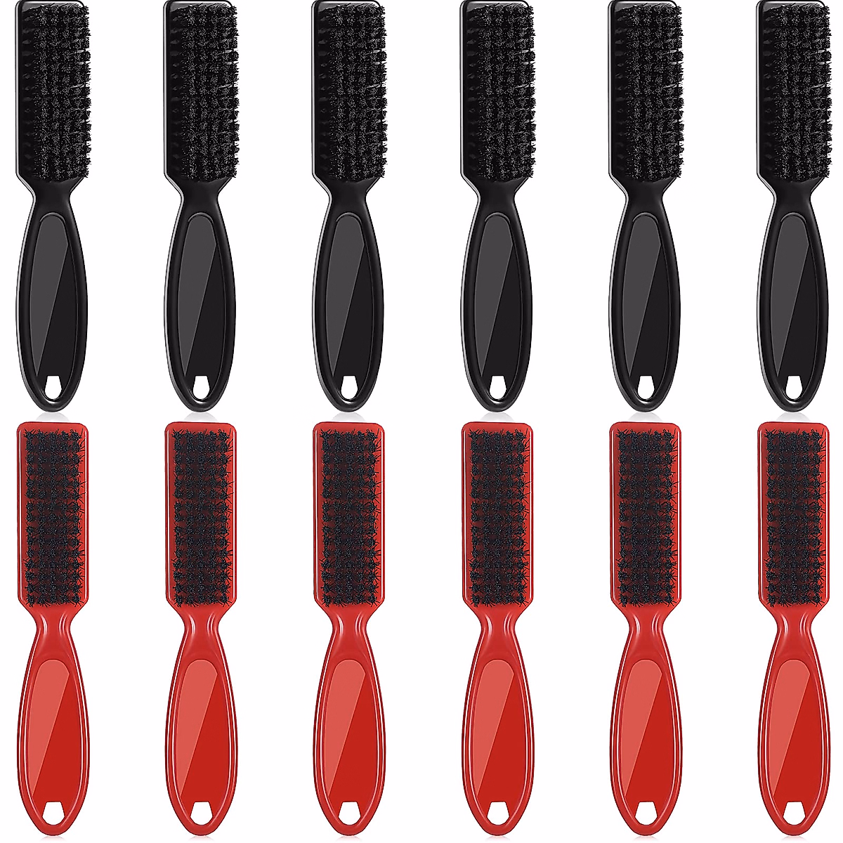 Patelai 12 Pieces Clipper Cleaning Brushes, Barber Accessories Cleaning Supplies, Soft Bristles, Quality ABS Handle, Nylon Brush Tool(Black, Red)