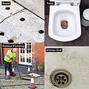 M MINGLE 150 Feet Sewer Jetter Kit for Pressure Washer, 1/4 Inch NPT, Drain Cleaning Hose, Button Nose, and Rotating Sewer Jetting Nozzle, Orifice 4.0, 4.5, 3600 PSI