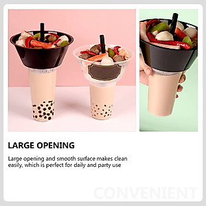 YARNOW 2 in 1 Snack and Drink Cup, 5 Sets of Black White Combined Snacks Holder French Fries Storage Bowl Coke Cups